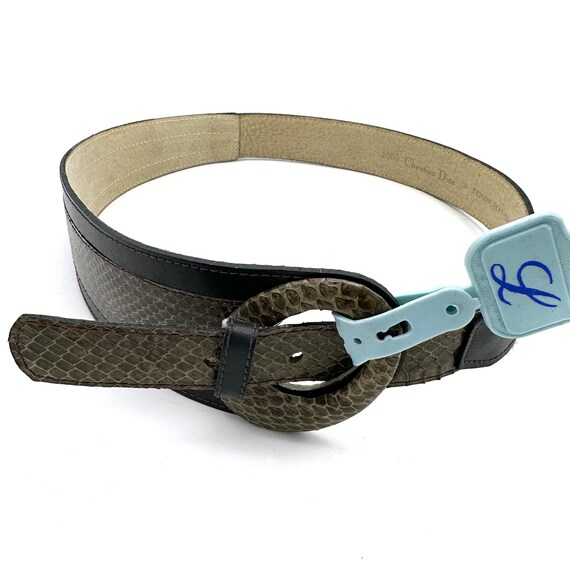 1980s CHRISTIAN DIOR Snakeskin And Grey Leather Loop … - Gem