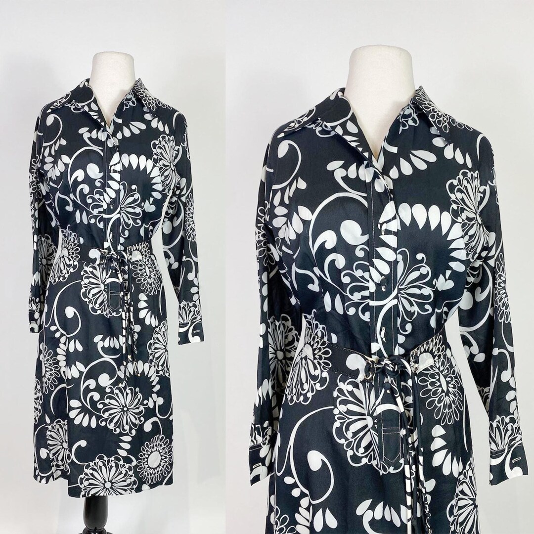 1960s Lady Bayard Bold Floral Print Button up Dress - Etsy