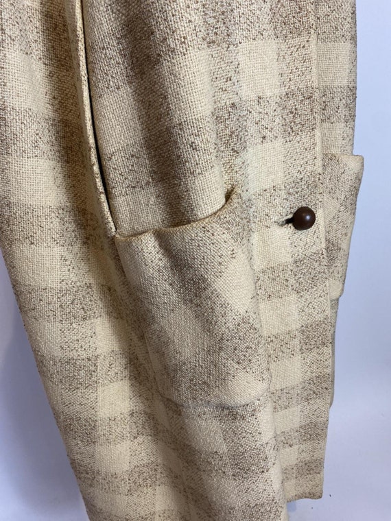 1960s Cream Plaid Wool Cape Coat by Netherland Fashio… - Gem