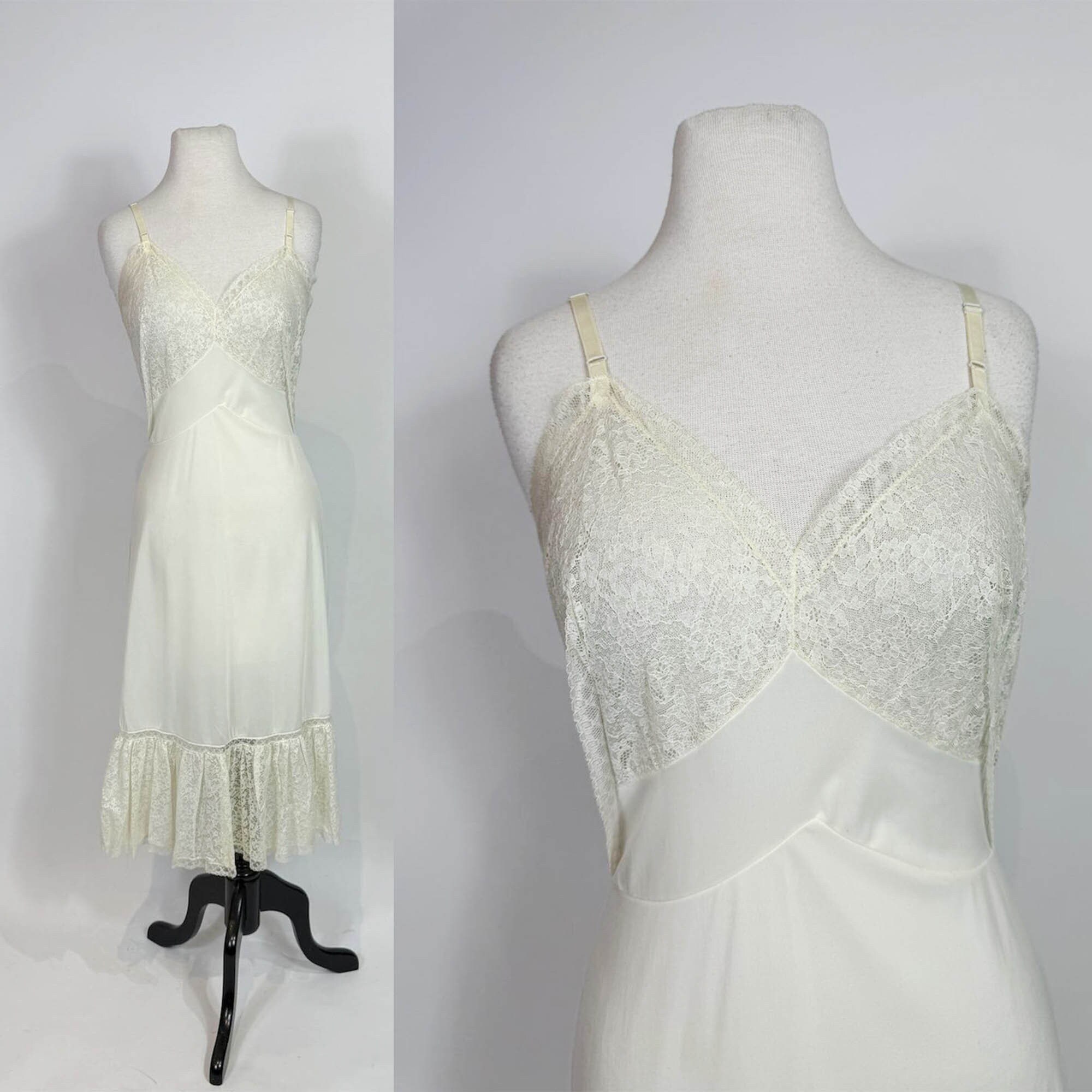 1950s Creamy White Lace Bust Slip Dress - Etsy