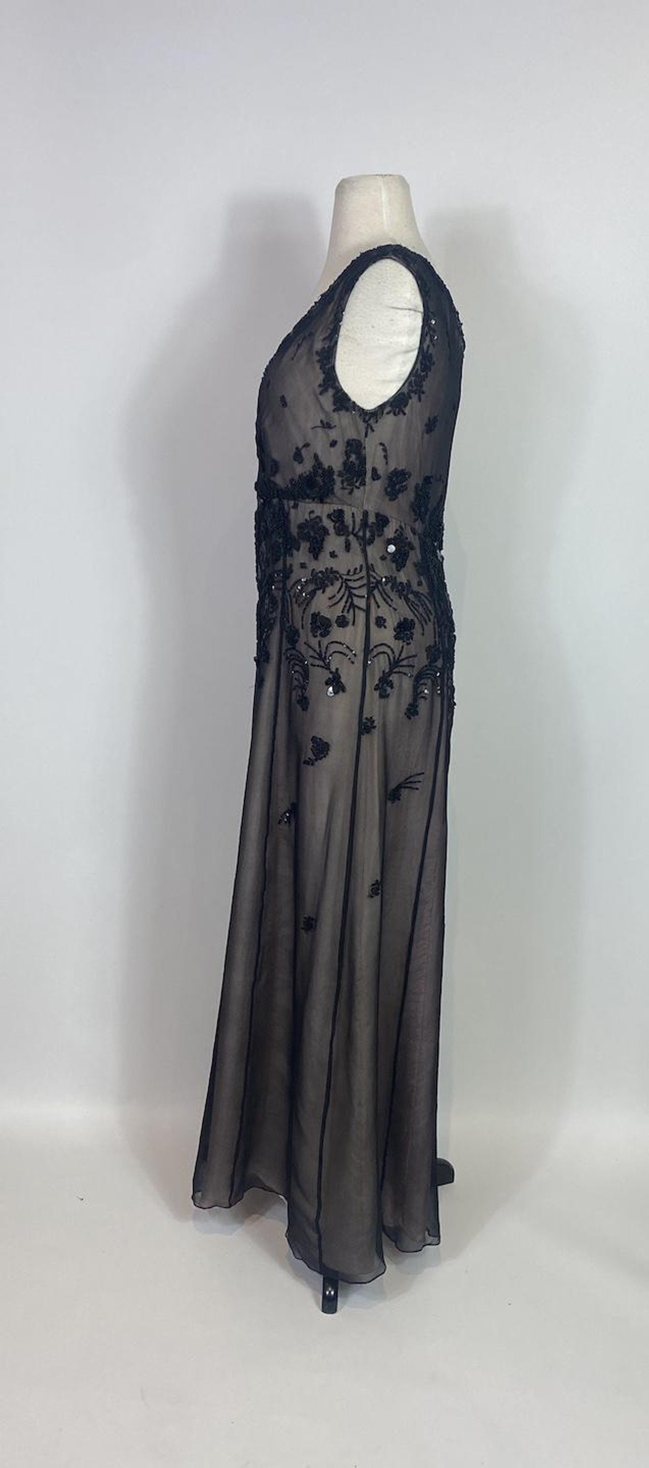 1990s Y2K Anopia Beige and Black Silk Beaded Gown Deadstock NWT - Etsy