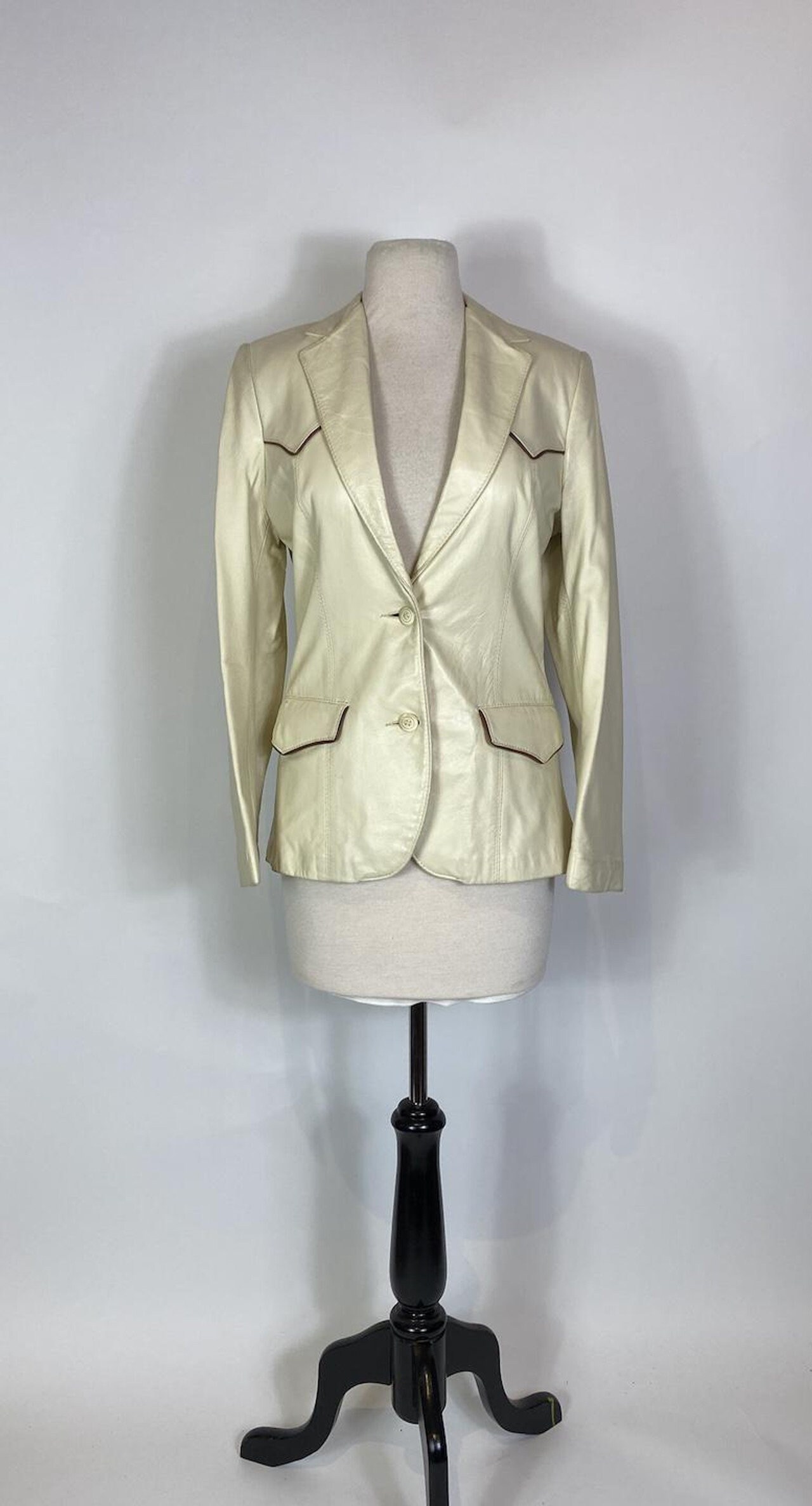 1970s Alan Cherry Beige Western Leather Blazer Jacket - Etsy