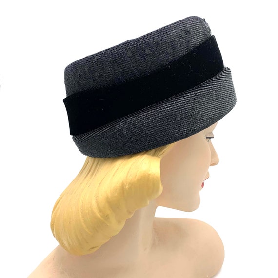 1960s Nettie Young Polkadot Veil Overlay Straw Hat - Gem