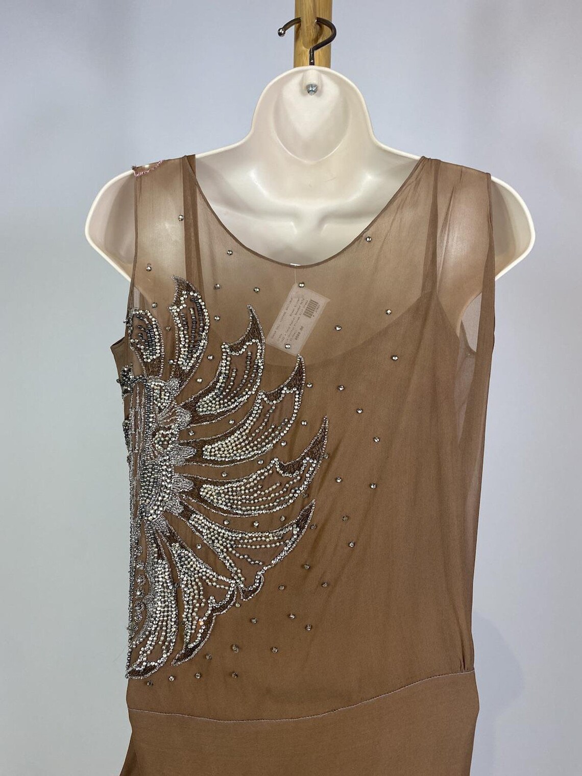 1920s Art Deco Tan Silk Chiffon Beaded Fringe Flapper Dress - Etsy