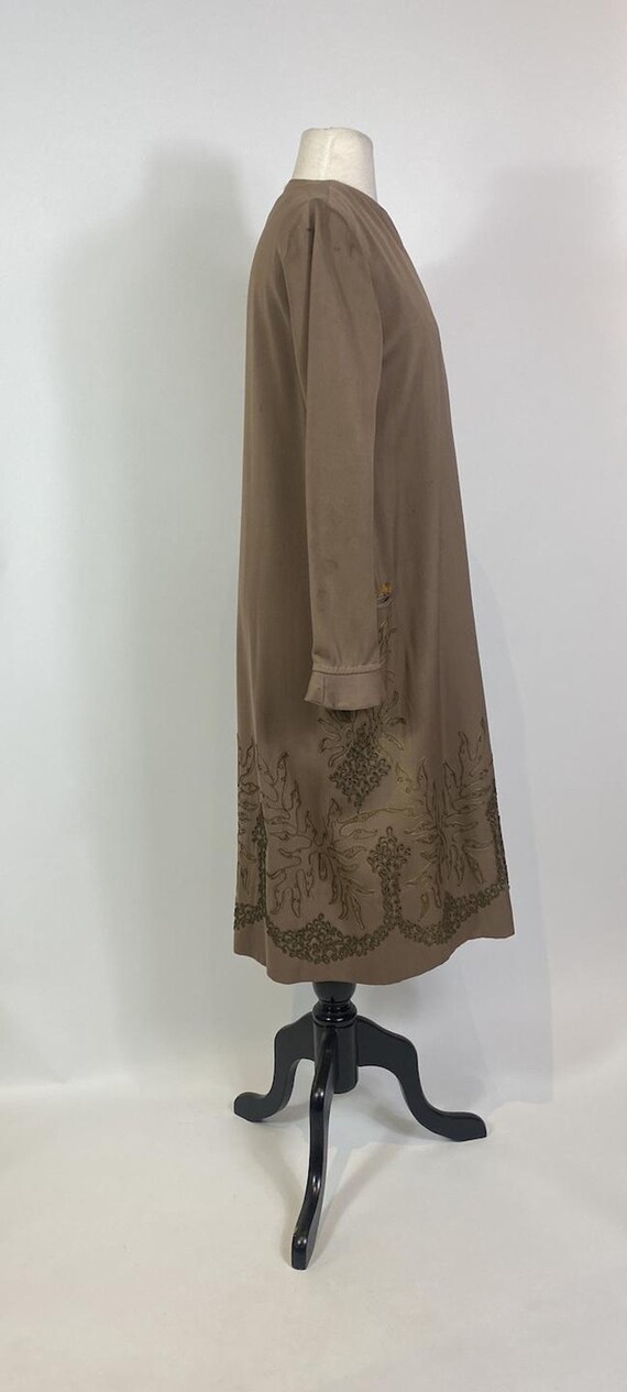 1920s Brown Wool Embroidered Duster Jacket - Gem