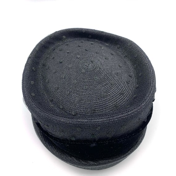 1960s Nettie Young Polkadot Veil Overlay Straw Hat - Gem