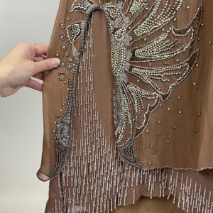 1920s Art Deco Tan Silk Chiffon Beaded Fringe Flapper Dress - Etsy