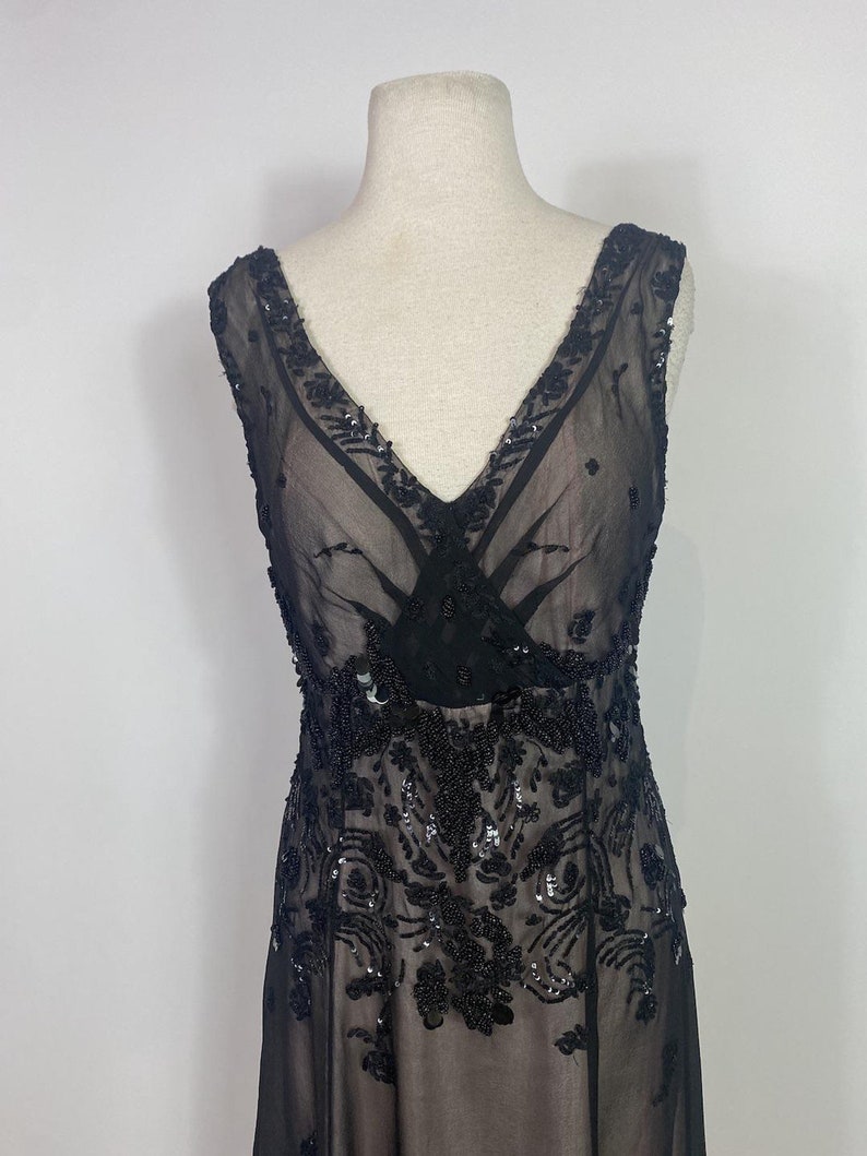 1990s Y2K Anopia Beige and Black Silk Beaded Gown Deadstock NWT - Etsy