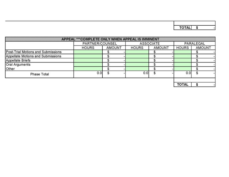 Litigation Analysis Legal Case Cost Estimate Trial Budget Legal Action ...