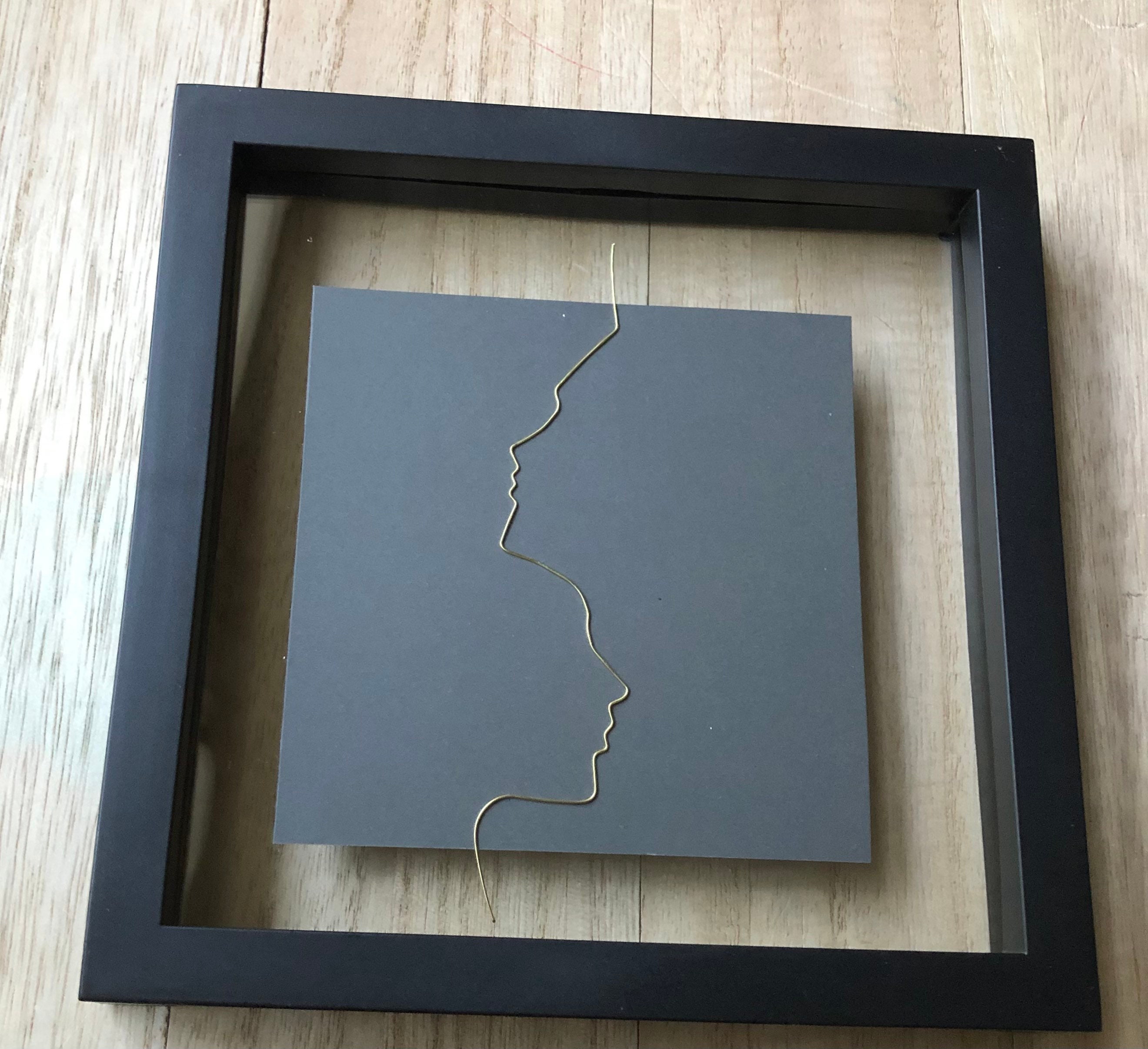 Abstract Face Framed Wire Wall Art, One Line Drawing, Wire Art, Wire ...