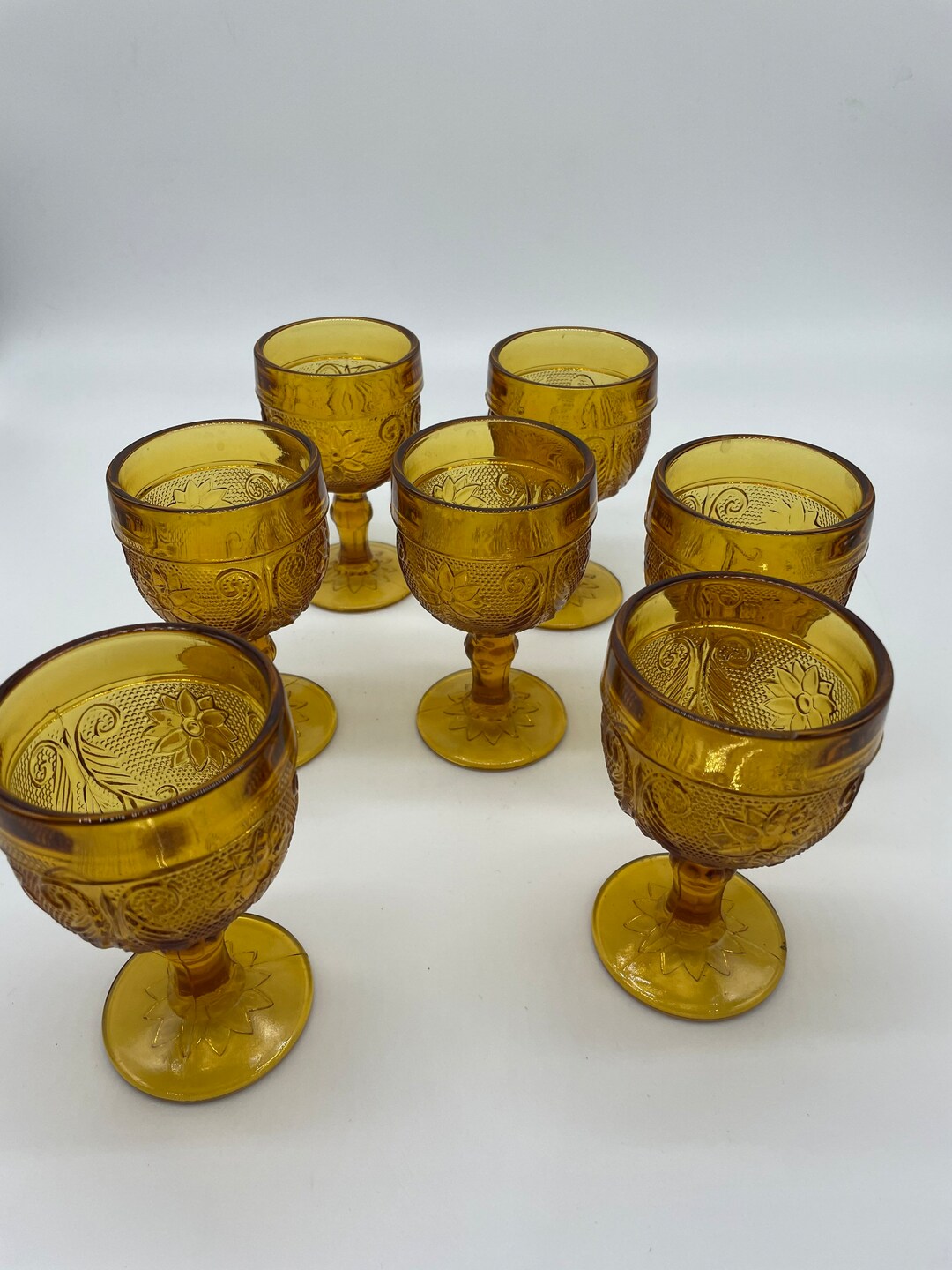 Vintage Amber Glass Mini Wine Goblets by Tiara Set of 7 - Etsy