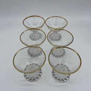 Vintage Anchor Hocking Sherbet Glasses With Gold Band, Rims and Boopie Bubble Bases, Clear Glass ...