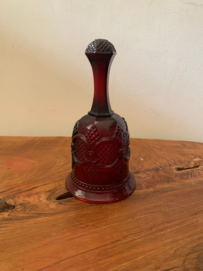 Vintage Avon Red Ruby Pressed Glass Bell 1970s - Etsy
