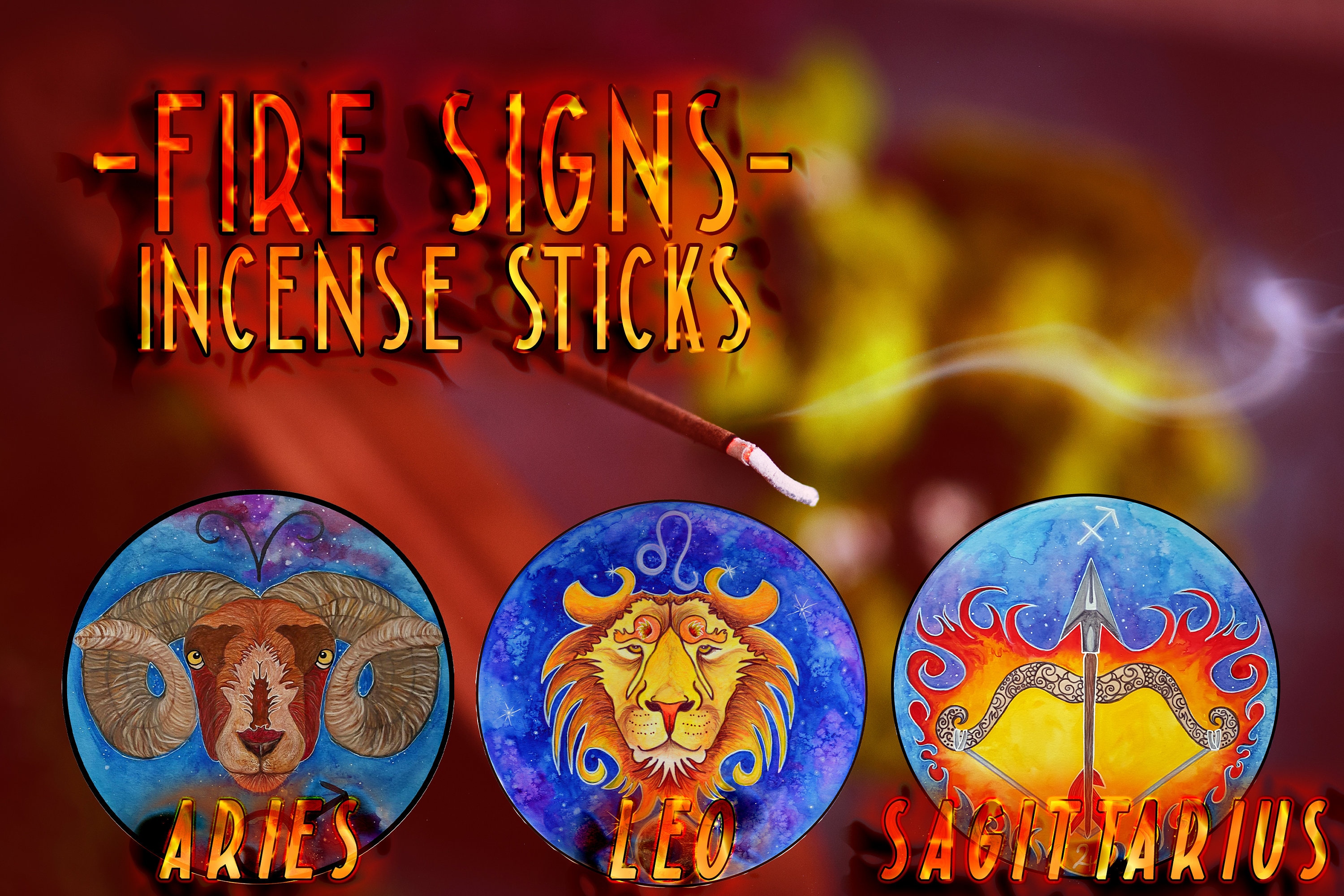 FIRE Sign Incense Sticks Aries Leo Sagittarius Wood - Etsy