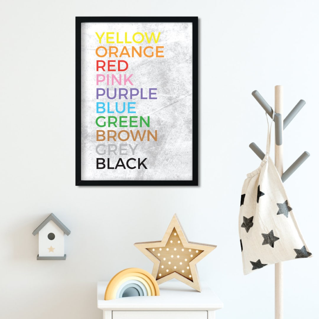 Colours Chart on White | Kids Poster | Colours Wall Art | Printable ...