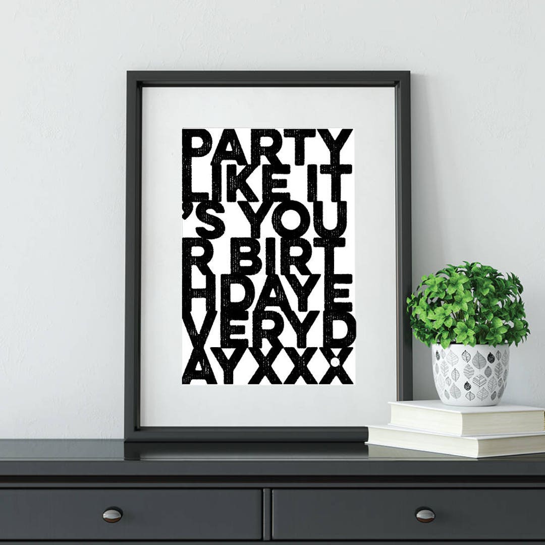 Birthday Printable | Black and White Print | Printable Wall Art Print ...