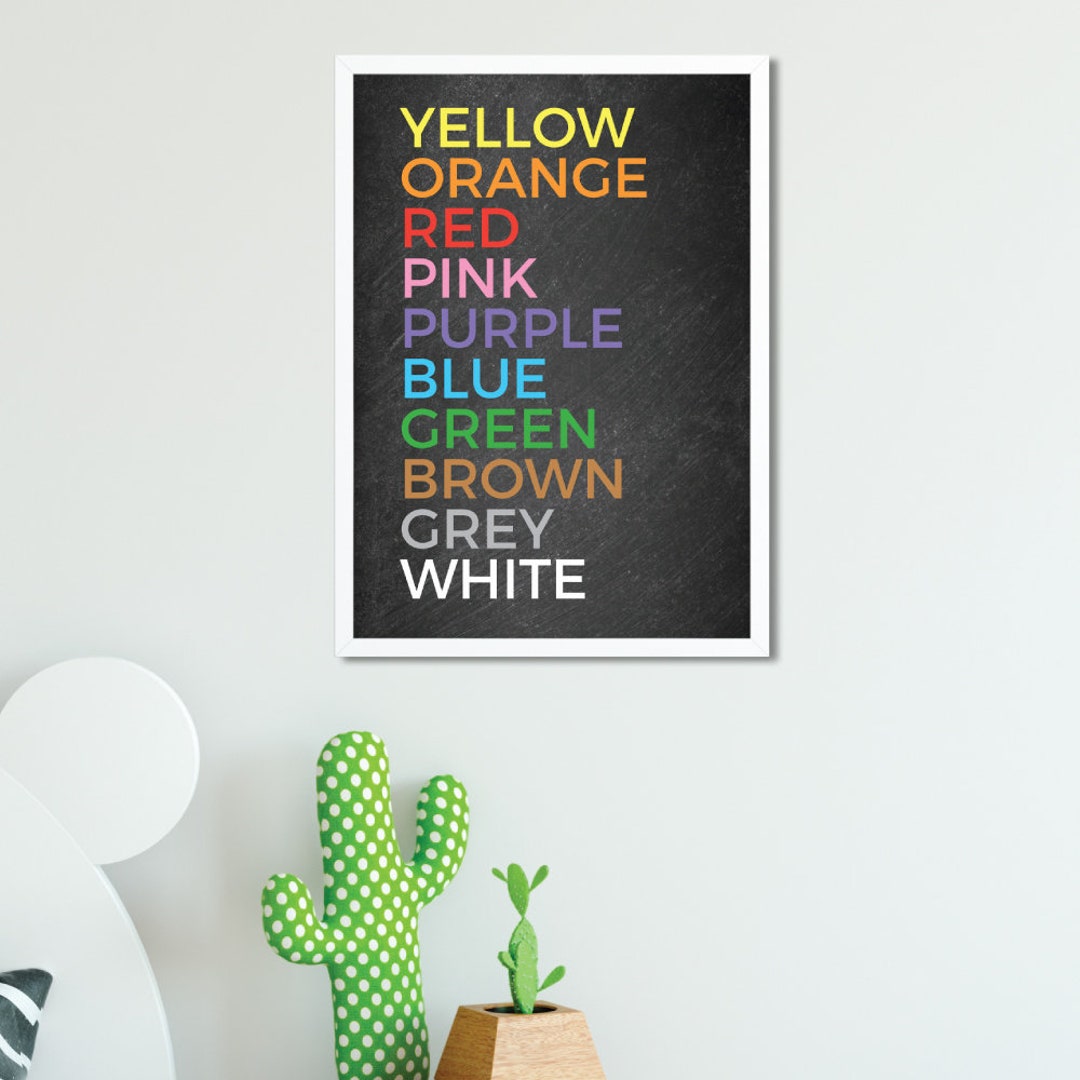 Colours Chart on Black | Kids Poster | Colours Wall Art | Printable ...