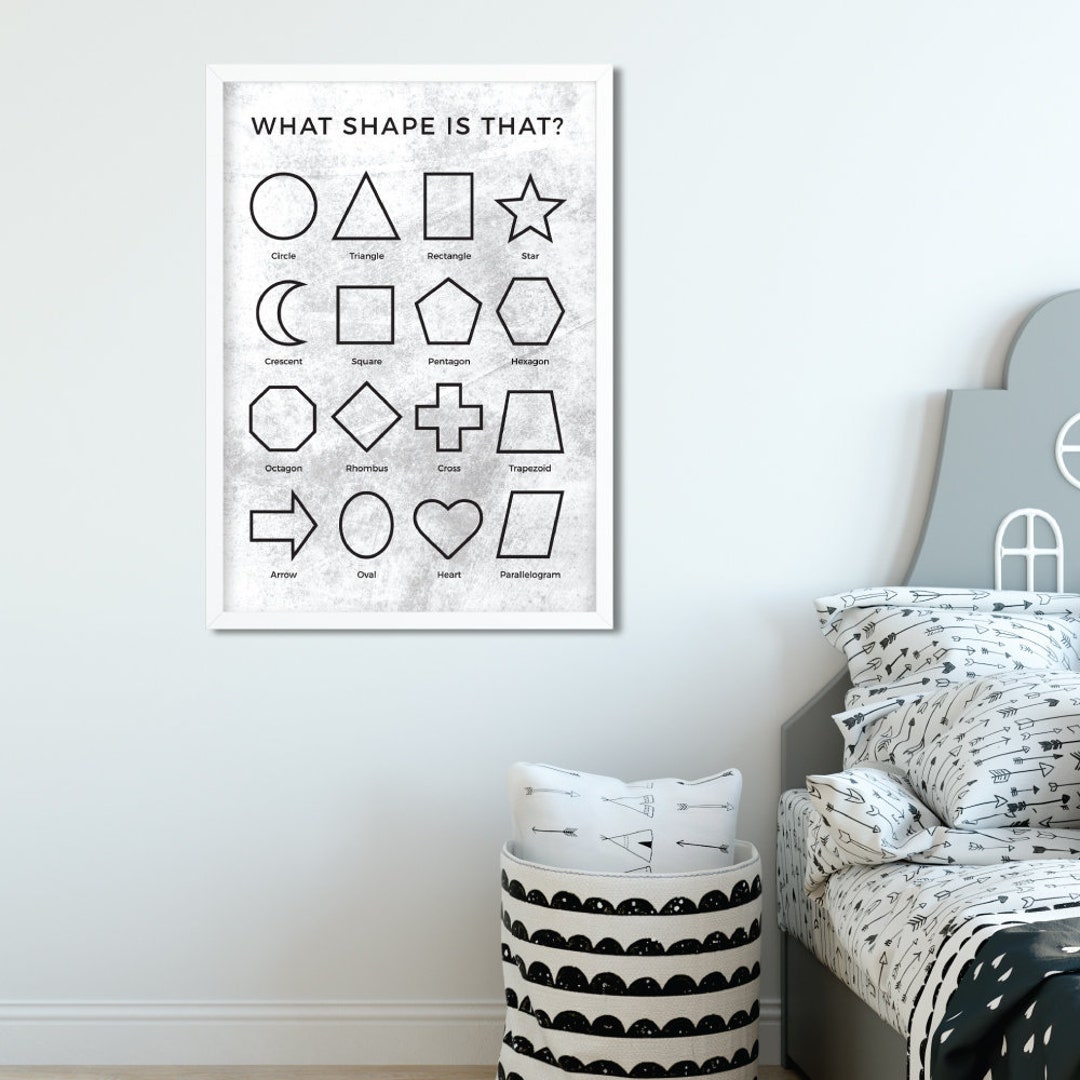 What Shape is That? Print Kids Poster | White & Black | Printable ...