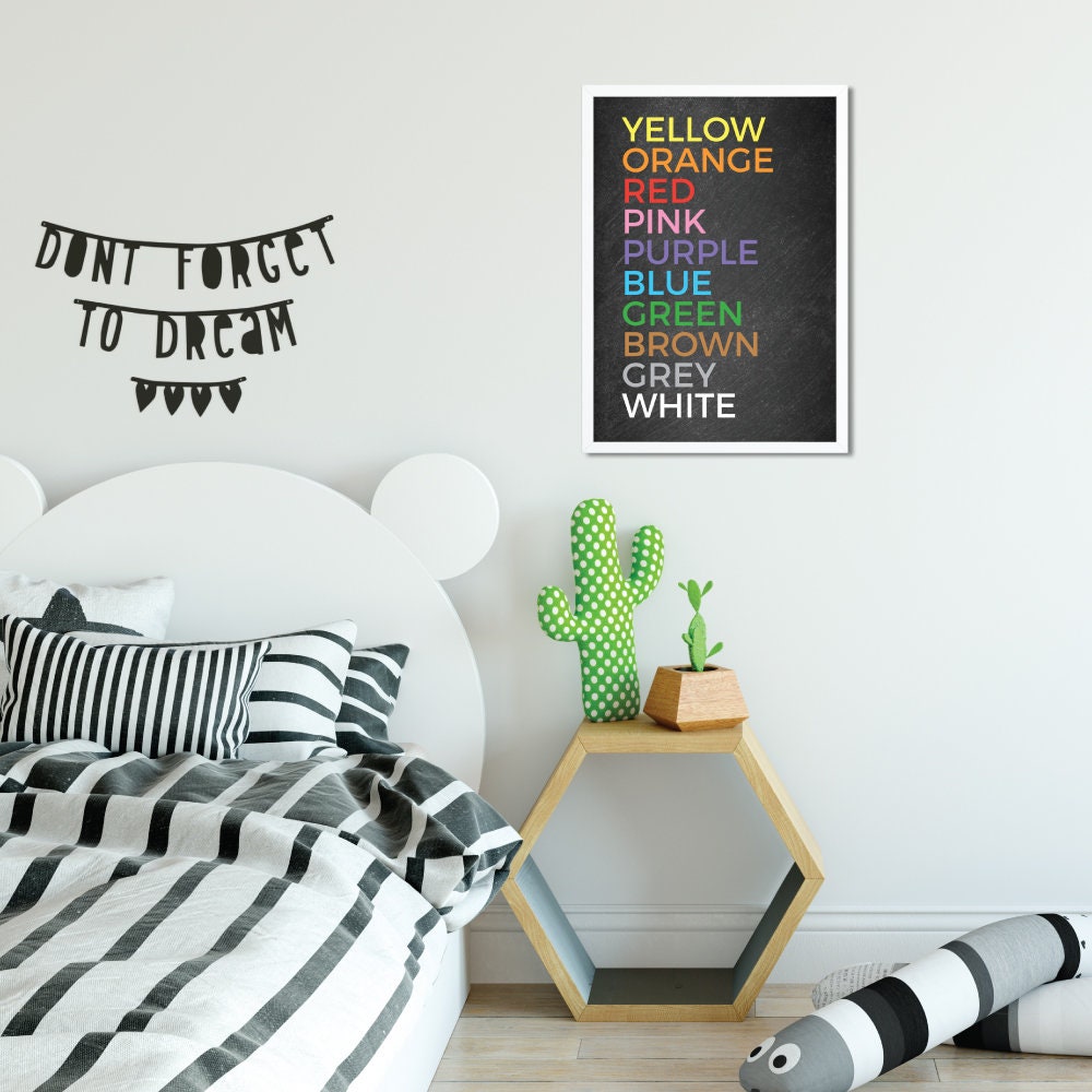 Colours Chart on Black | Kids Poster | Colours Wall Art | Printable ...