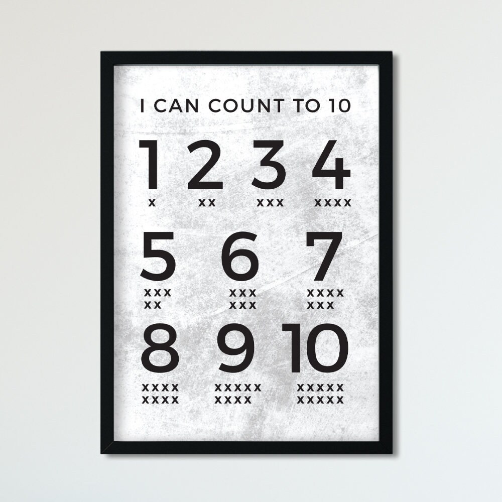 Numbers Print White Background | Kids Poster | Numbers Wall Art ...