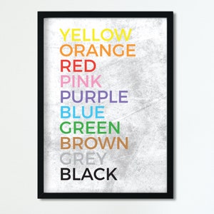 Colours Chart on White | Kids Poster | Colours Wall Art | Printable ...