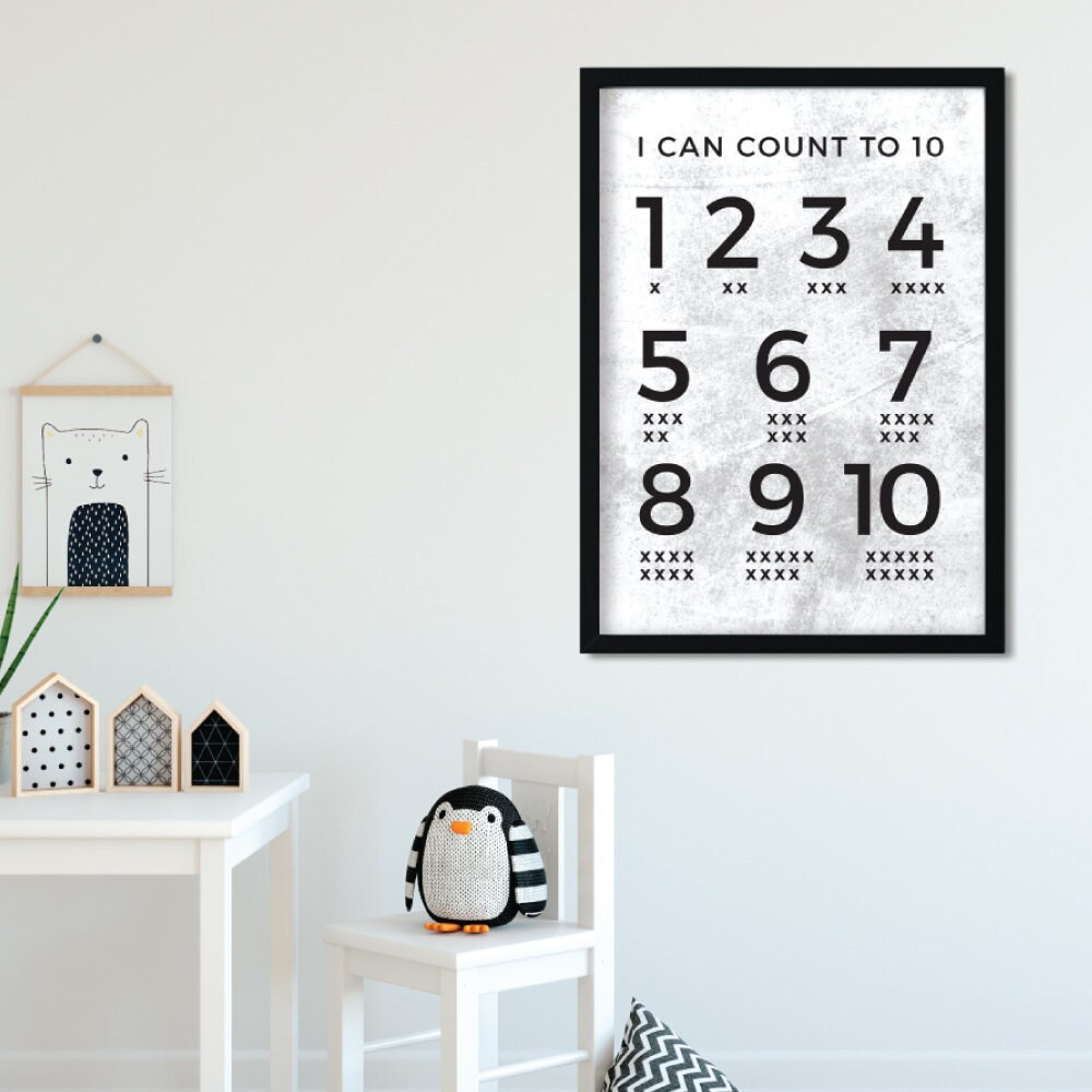 Numbers Print White Background | Kids Poster | Numbers Wall Art ...
