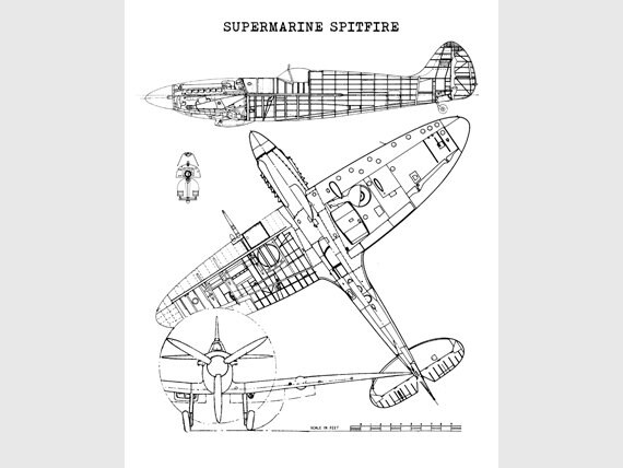 Spitfire Blueprint Airplane Blueprint Instant Download | Etsy