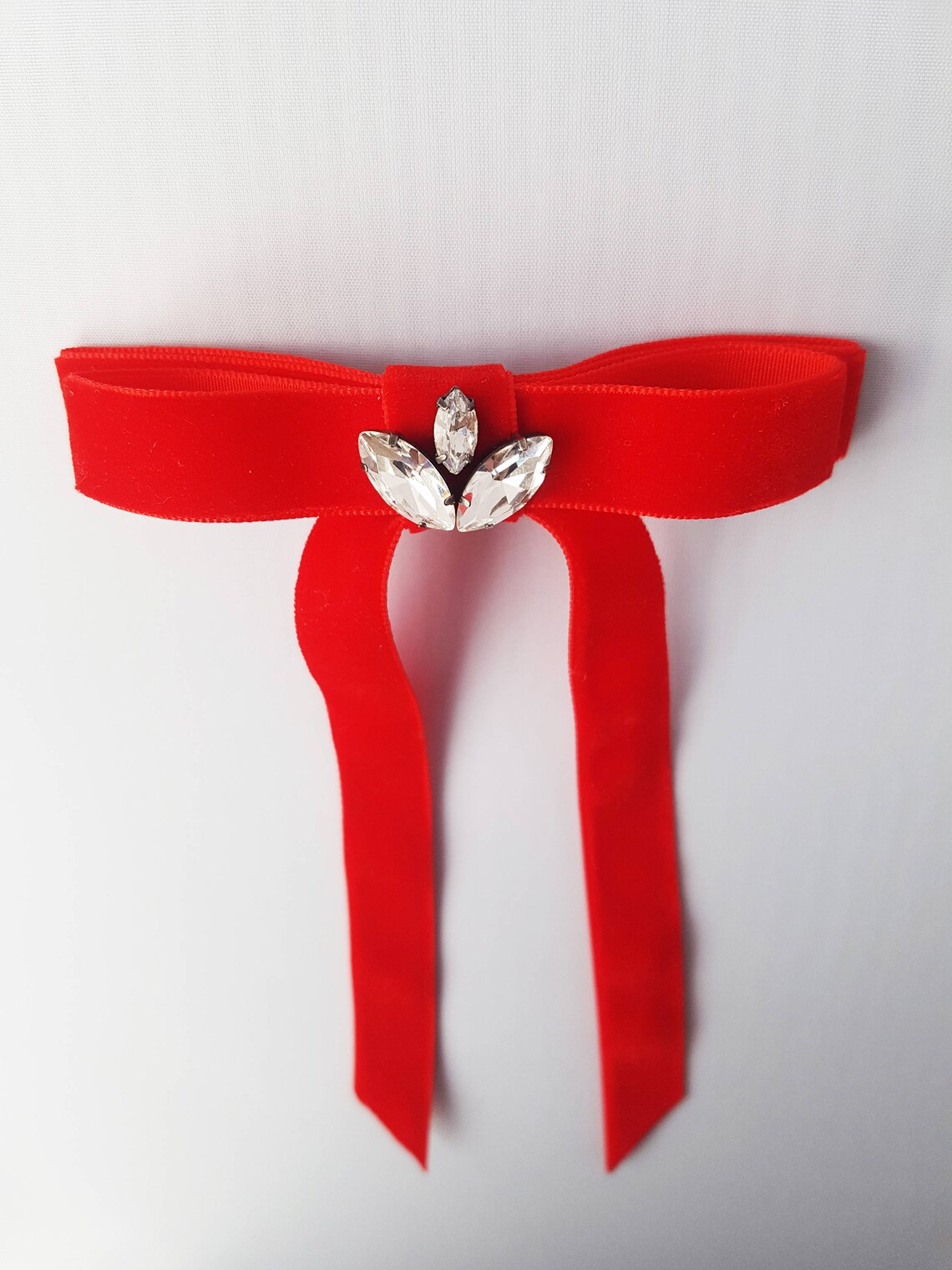 Red Hair Bow/french Barrette/swarovski Crystals/pretty Bows/cute Hair ...