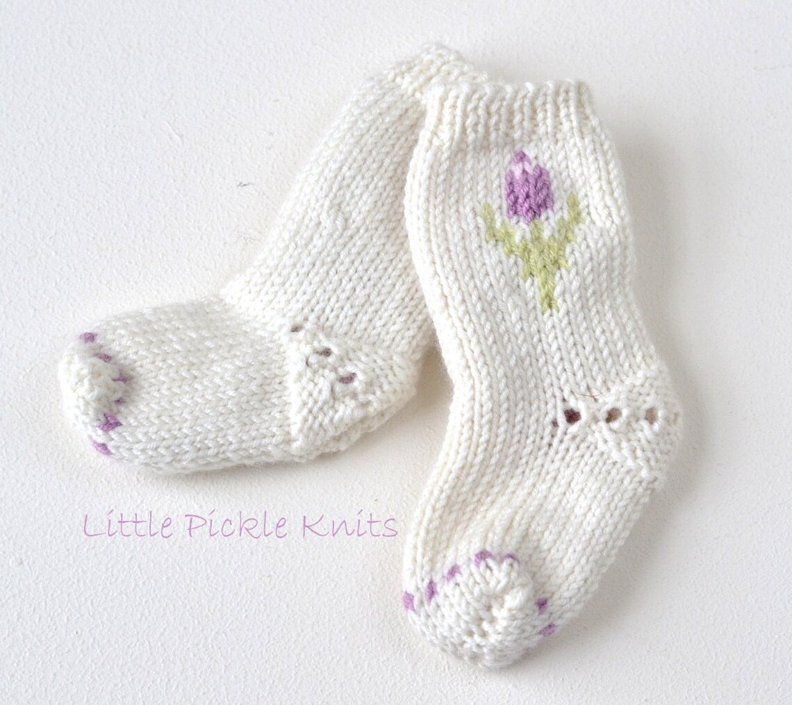 SIMPLE Baby Sock Knitting Pattern Little Tulip. - Etsy