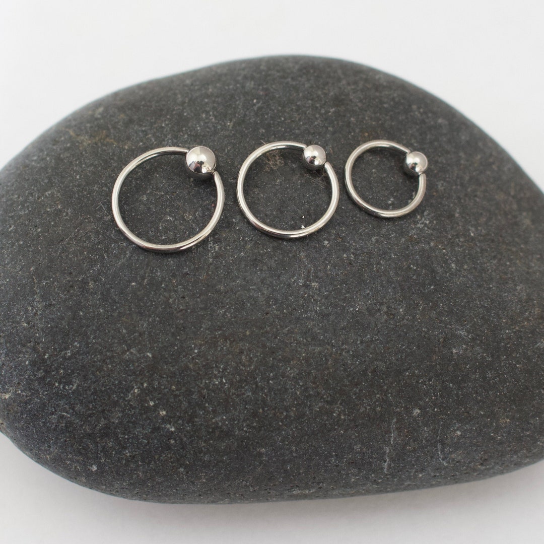 Silver Captive Bead Ring, Hoop, 20g,18g,16g,14g,10g,8g, Captive Ring ...