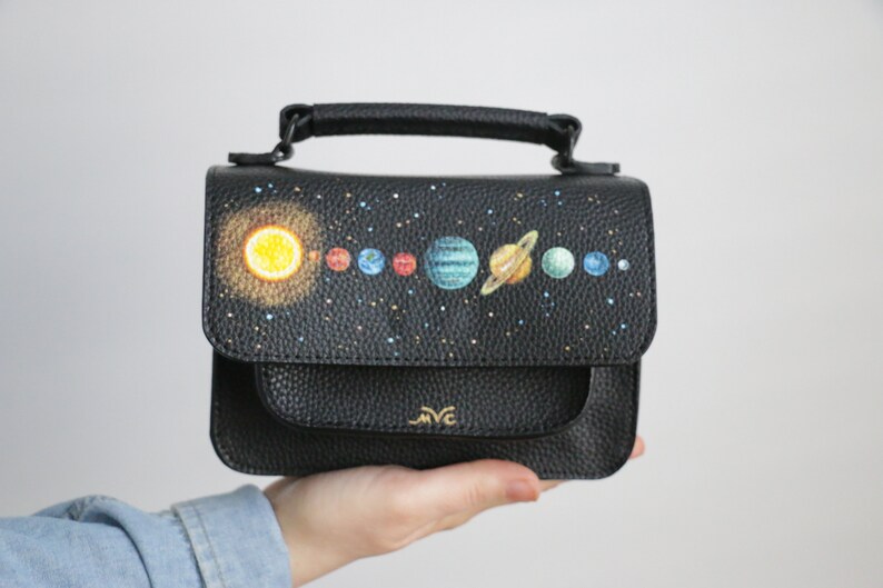 Solar System Hand Painted Leather Cross Body Bag by Irene - Etsy