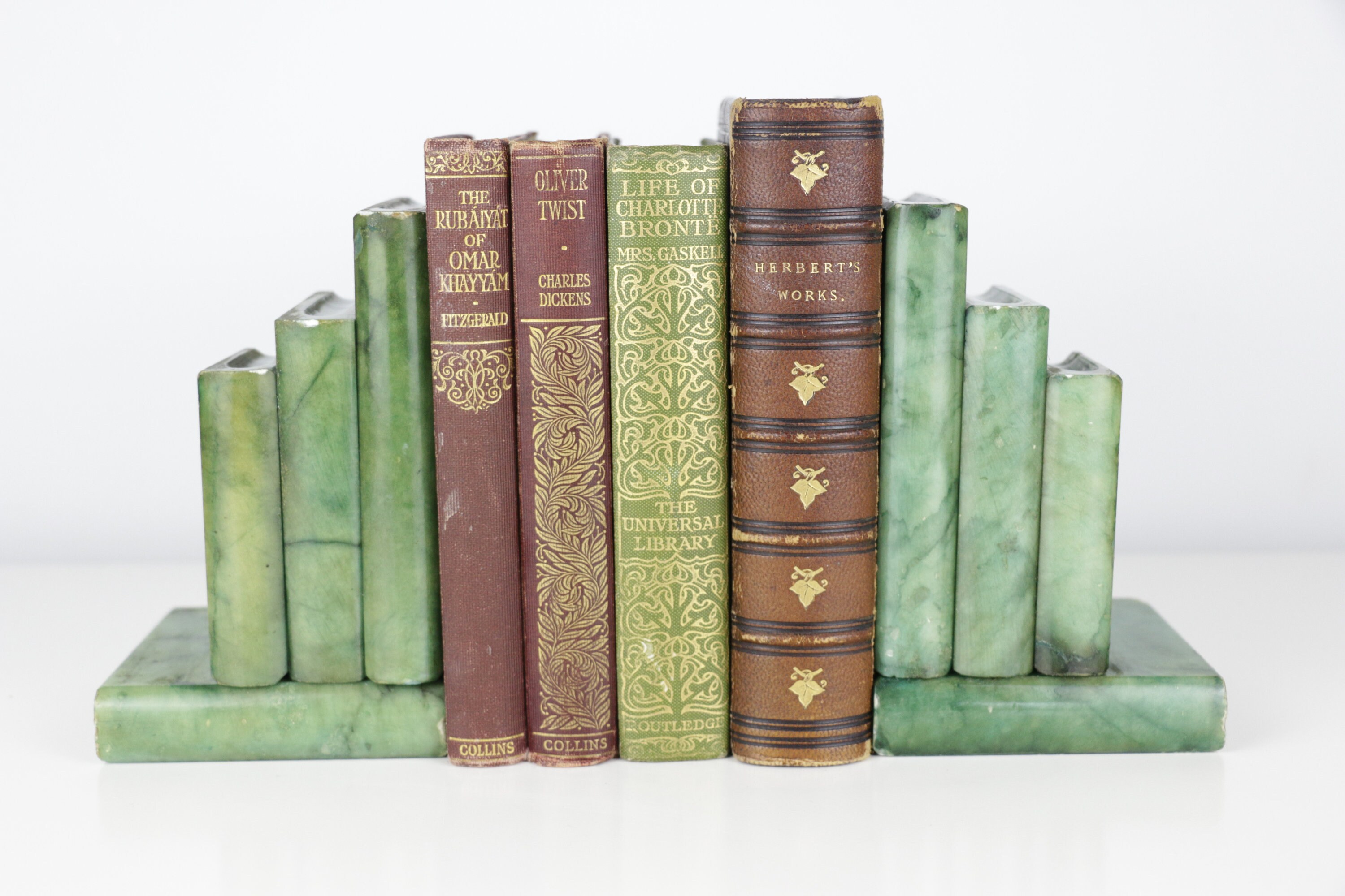Home Décor Home & Living White and Gray Marble Bookends Italian ...