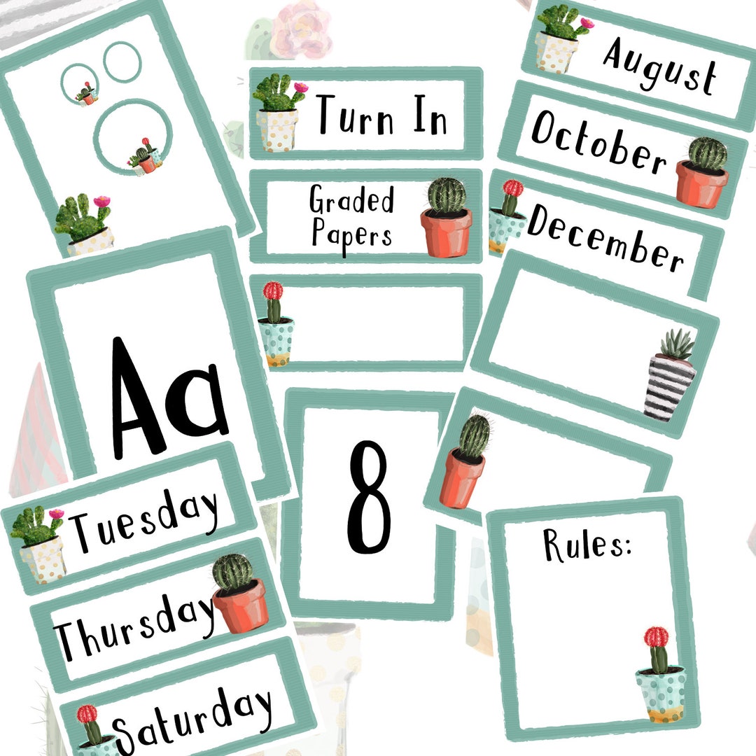 Watercolor Cactus Classroom Decorations Bundle - Etsy