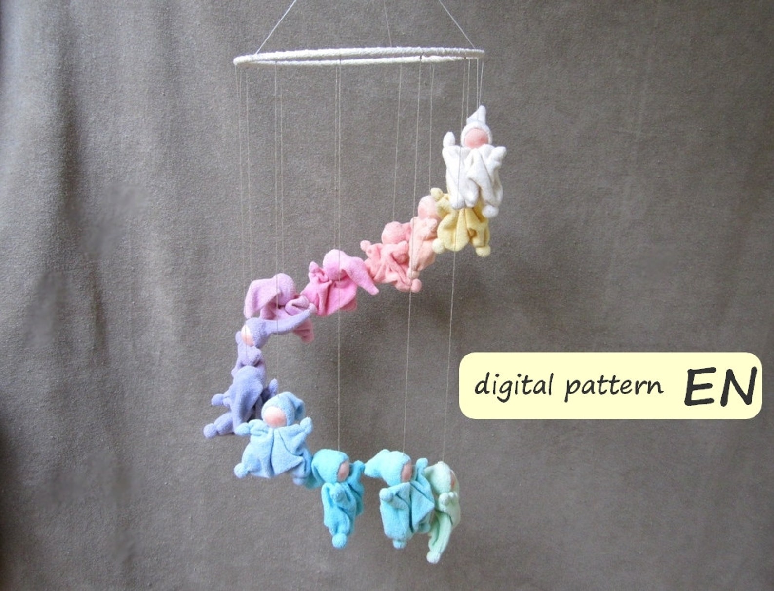 Pattern and Instructions in English for rainbow Mobile. PDF - Etsy
