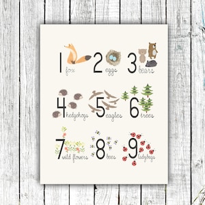 Numbers Woodland Poster Nursery Printable Gender Neutral - Etsy