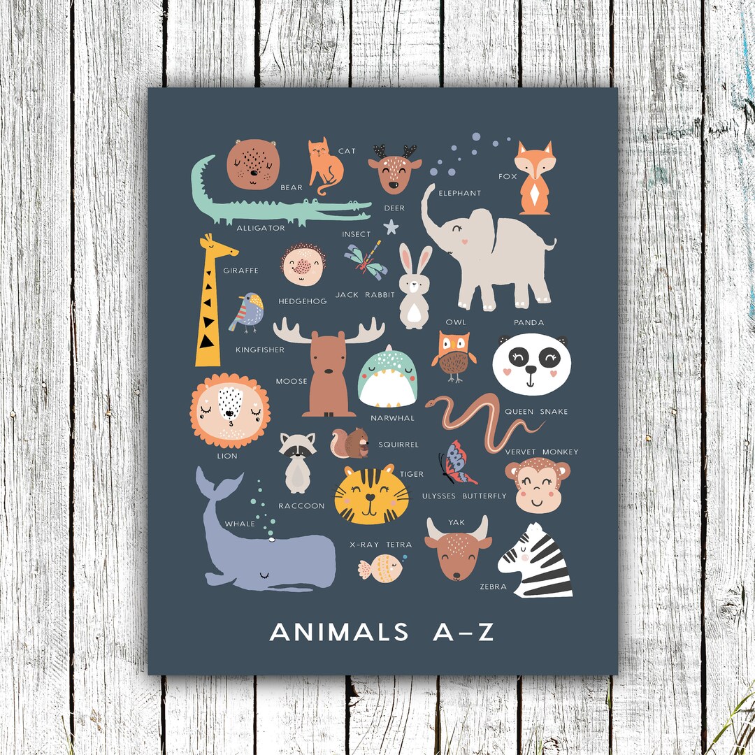 Nursery Alphabet Animal Printable, Alphabet Poster, Zoo, Gender Neutral ...