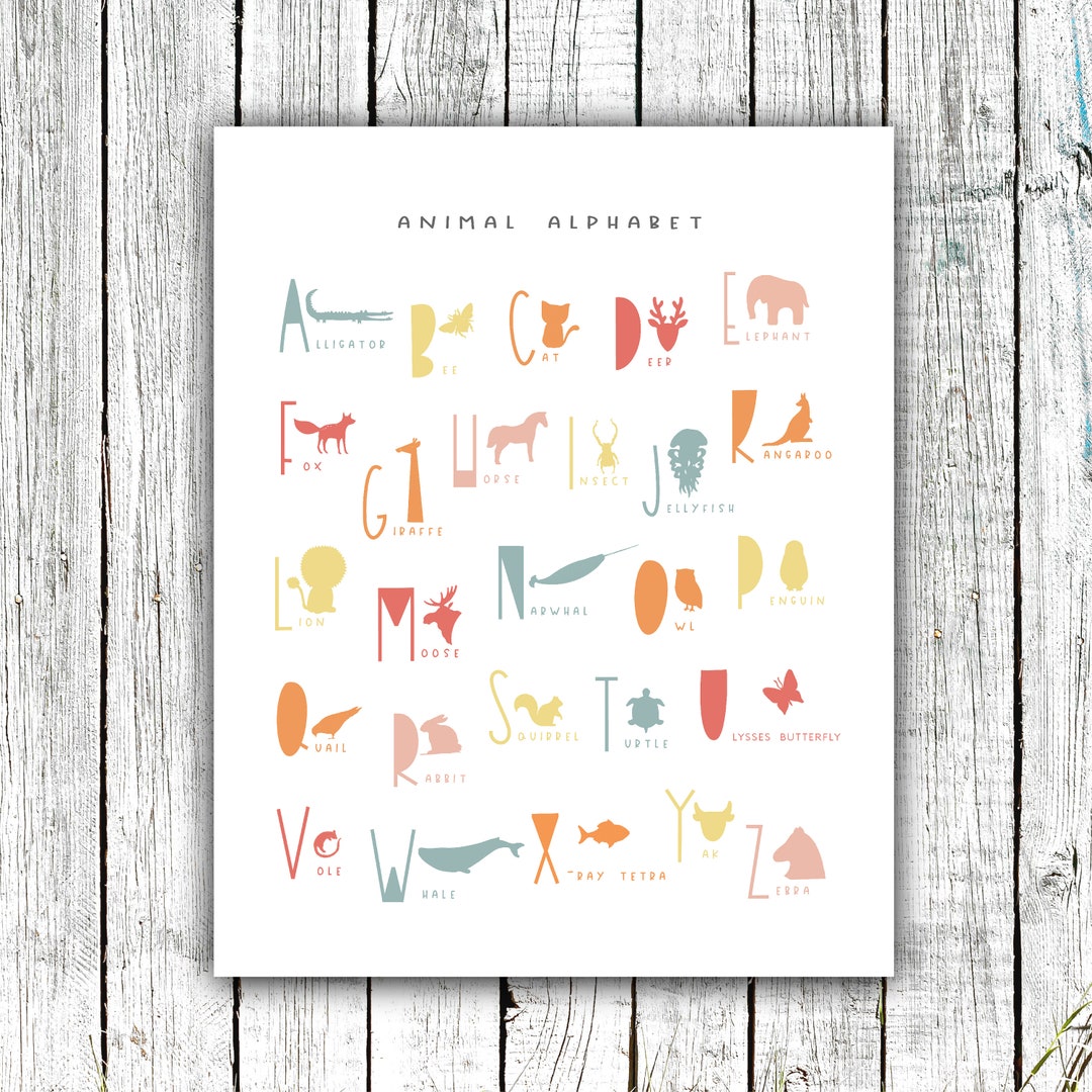 Animal Alphabet Poster, Nursery Printable, Gender Neutral, Animals, Zoo ...