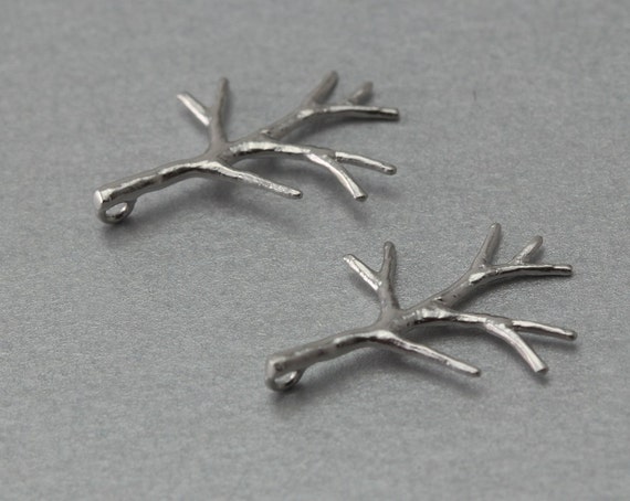 Twig Brass Pendant . Matte Original Rhodium Plated . 10 Pieces | Etsy