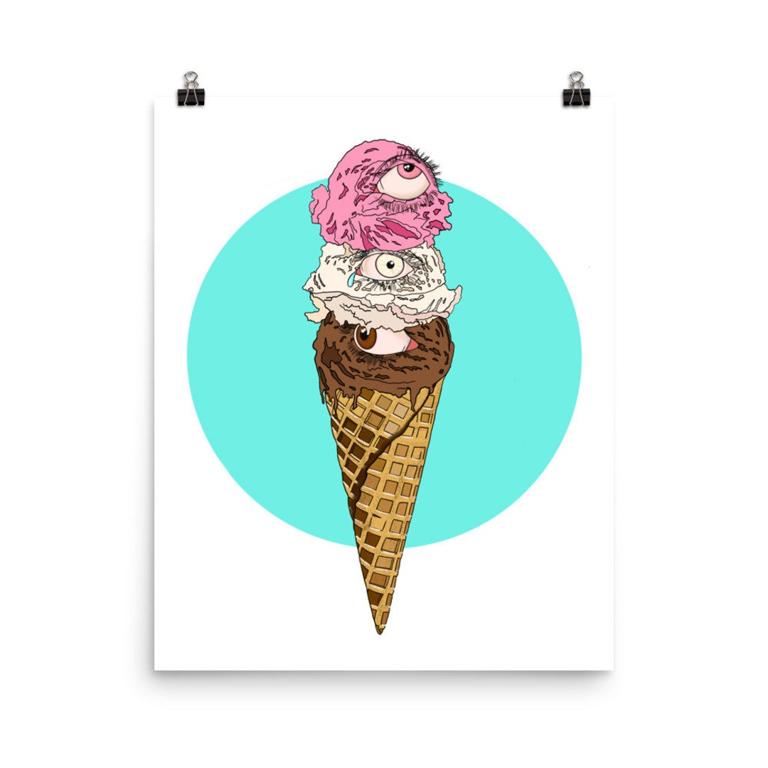 Evil Eye Ice Cream Poster, Pop Art Print, Trippy Art, Ice Cream Wall ...