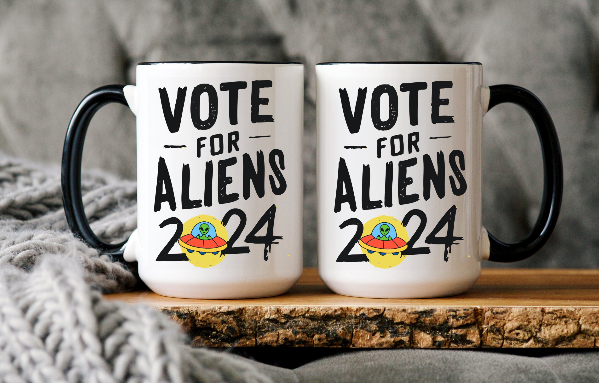 Vote for Aliens Cute Illustrated Design Mug for 2024 Election Funny ...