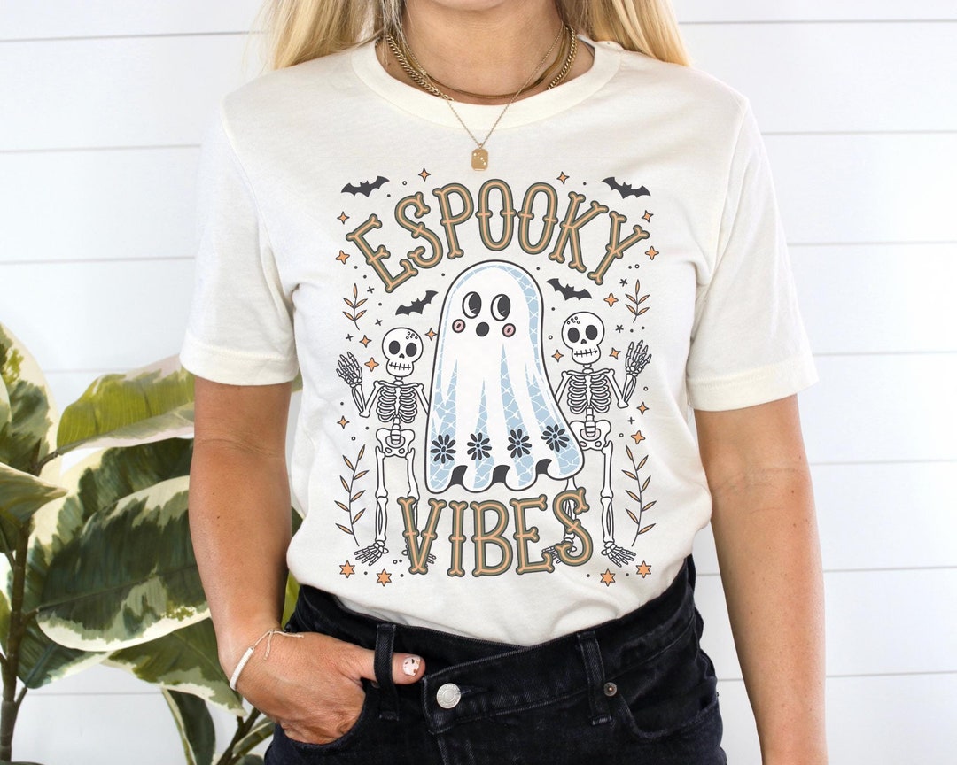 Espooky Vibes Halloween Shirt, Día De Los Muertos Inspired Ghost and ...