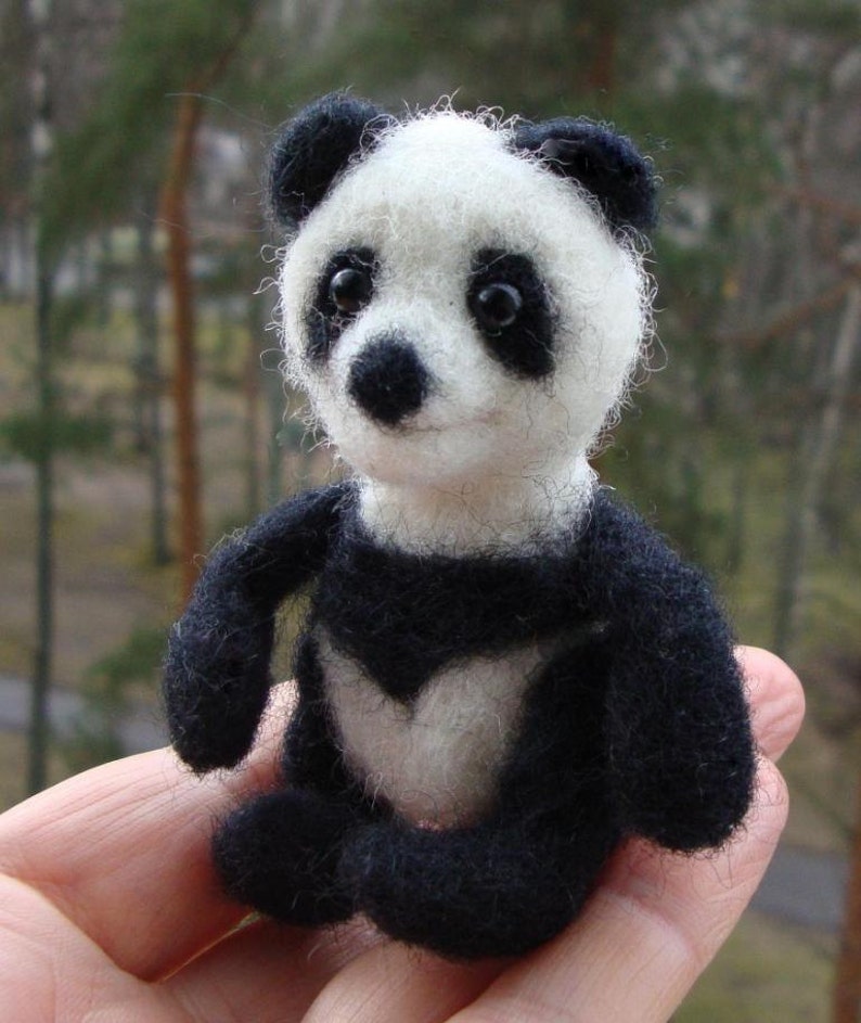 Needle Felted Panda (7cm) Can Open Its Mouth. Instant Download PDF ...
