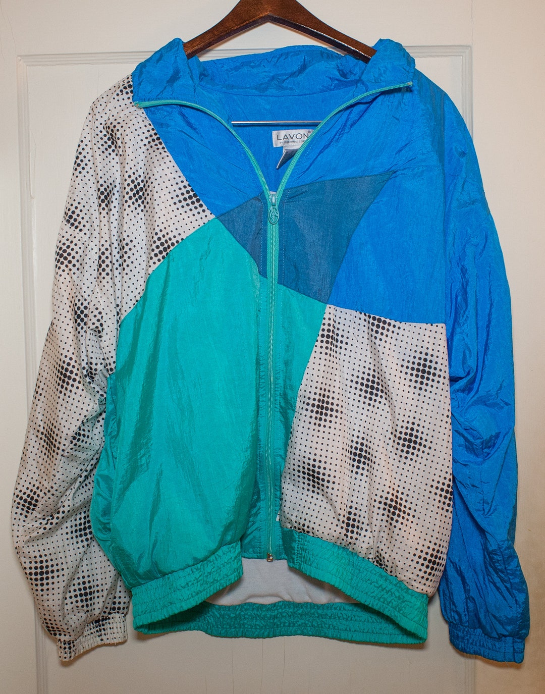 Vtg 90s Lavon Colorblock Windbreaker Jacket Geometric Lightweight Large ...