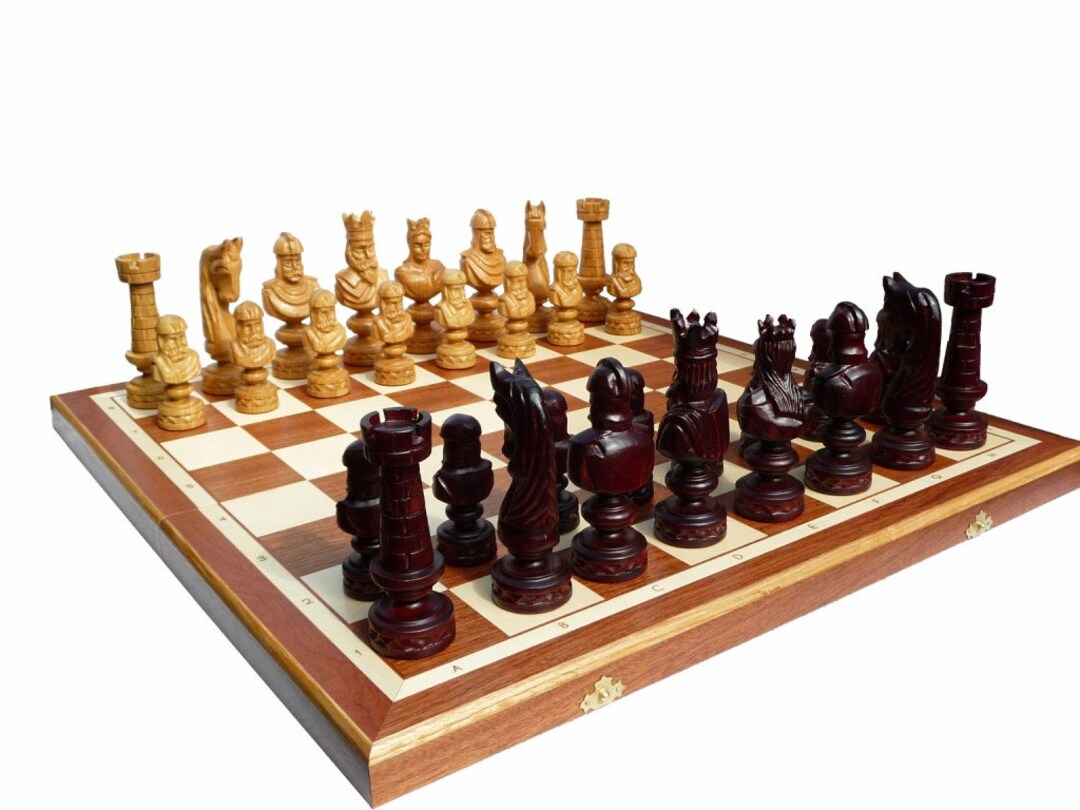 Elegant Big Chess Chess Game 60 X 60 Tarsia Hand Carved New Wood 60x60 ...