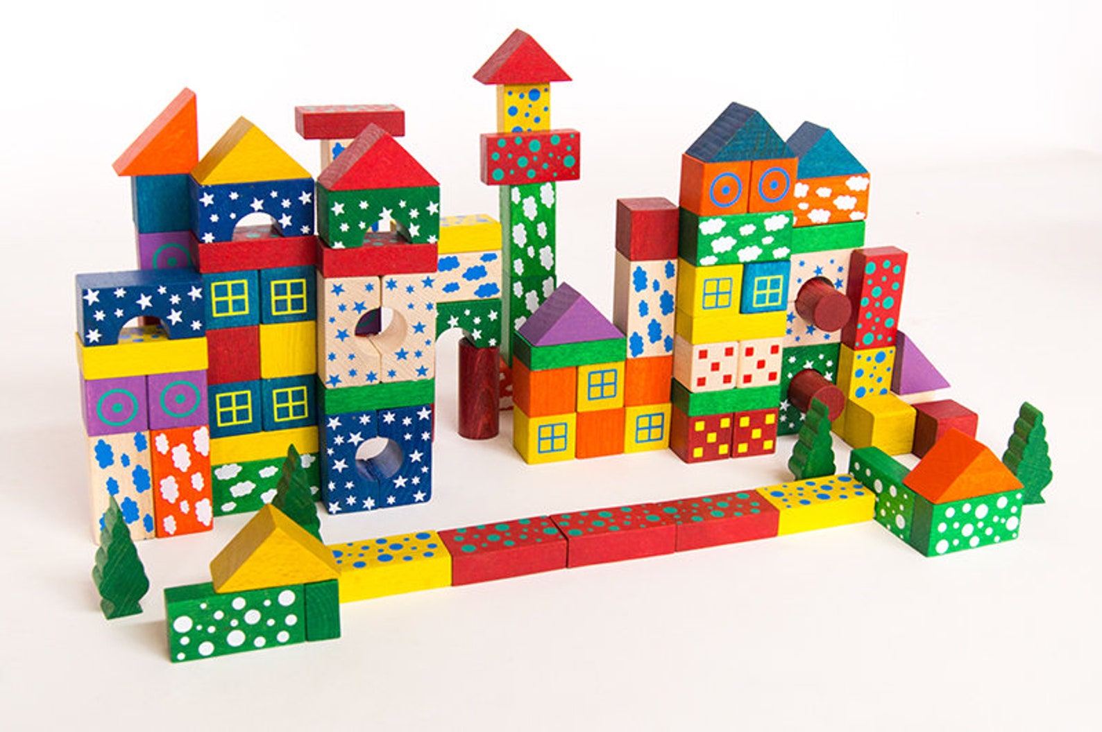 100 wooden blocks wood building blocks colorful natural beech | Etsy