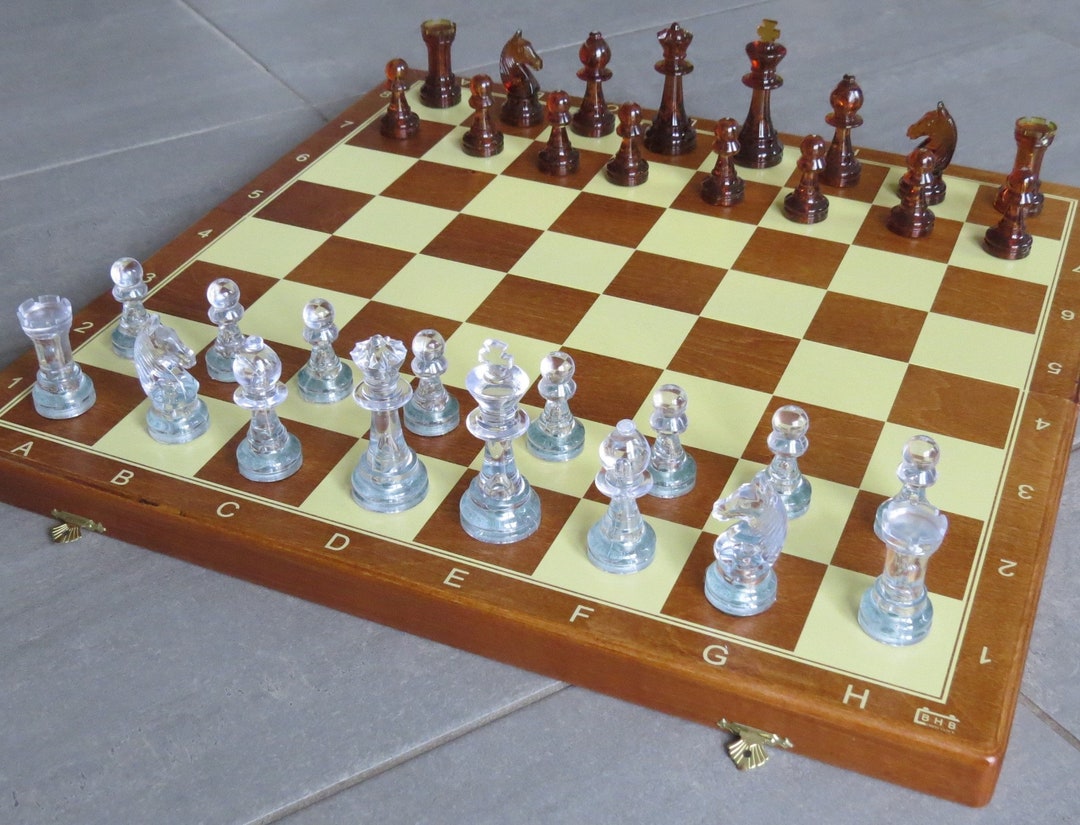 Chess Chess Set Amber Transparent Plastic 52 X 52 Cm Wood Very Large - Etsy
