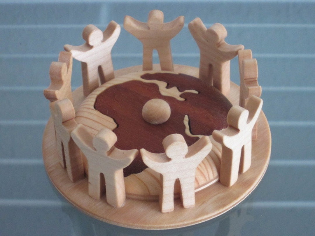 Peace Earth People Figure Sculpture Figurines World Peace Hope Wood - Etsy