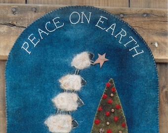 Primitive Wool Penny Rug E-pattern Pdf Sheep Christmas Tree Oh | Etsy