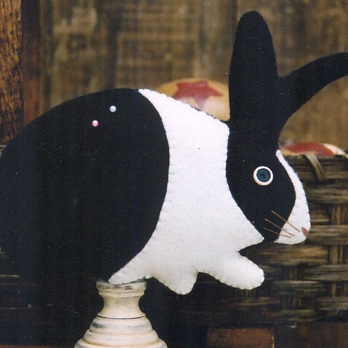 Primitive Wool Bunny E-pattern Rabbit Black and White Bunny - Etsy