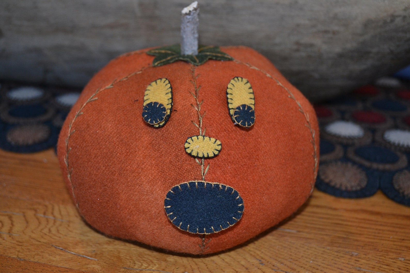 Wool Applique Penny Rug E-pattern Pdf Digital Download PUMPKIN - Etsy